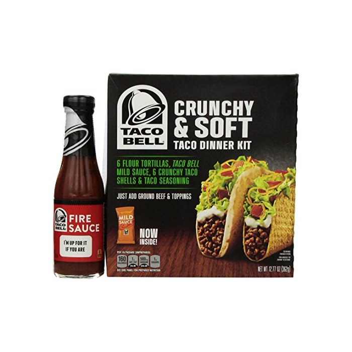 Buy Taco Bell Fire Sauce Crunchy & Soft Taco Dinner Kit (12 Flour ...