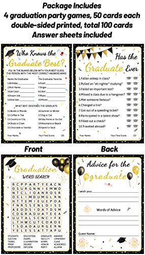 Graduation Party Game Cards for 2021 Graduates - Set of 4 Activities 50 ...