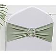 Amazon.com: Gankar 50pcs Sage Green Chair Sashes for Wedding Ceremony, Elastic Chair Bands Bows ...