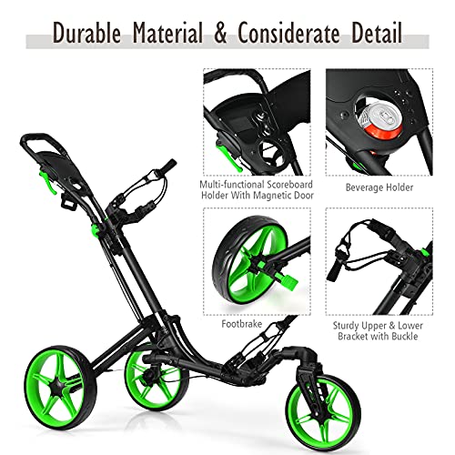 Tangkula Golf Push Cart with 360° Swivel Front Wheel, Aluminum ...