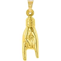 Amazon.com: 14K Yellow Gold Hand Charm Mano Cornuto Good Luck Sign ...