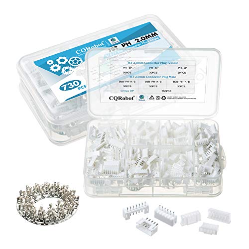 730 Pieces 2.0mm JST-PH JST Connector Kit. 2.0mm Pitch Female Pin Header, JST PH - 5/6/7 Pin ...