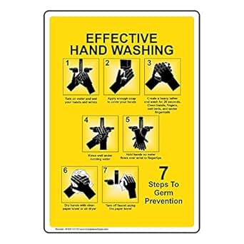Amazon.com: ComplianceSigns Vertical Vinyl Effective Hand Washing ...