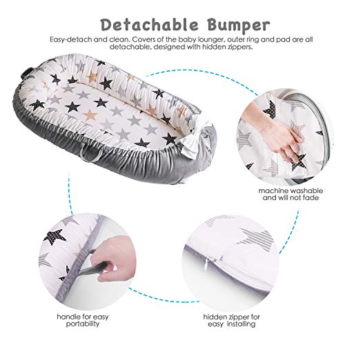TCBunny Baby Lounger, Baby Nest Portable Infant Bassinet 100% Cotton ...