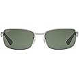Amazon.com: Ray-Ban RB3364 Metal Rectangular Sunglasses, Black ...