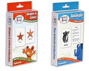 Amazon.com: Brainy Baby Shapes Colors and Animals Flash Cards Set of 2 ...