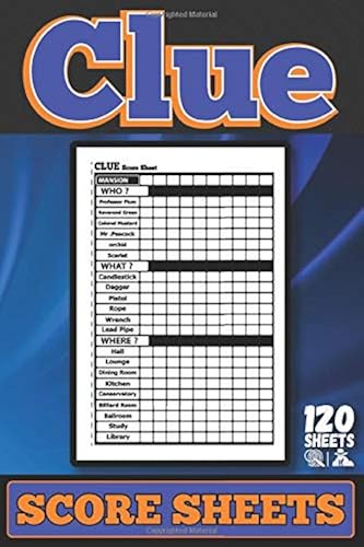 Clue Score Sheets: Clue Score Cards and Pads , Clue Board Game Sheets ...