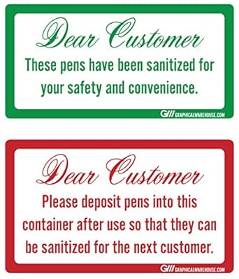 "Sanitized Pens" Durable Vinyl Decal- 6x3" Sign by Graphical Warehouse ...