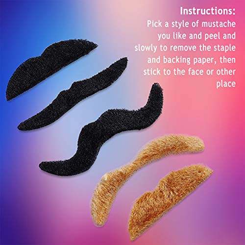 Whaline 48 Piece Self Adhesive Fake Mustache Set Novelty Mustaches for ...