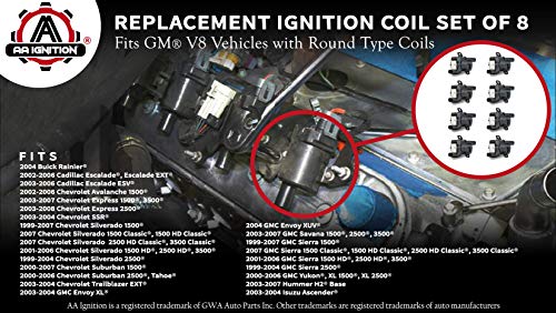 Ignition Coil Pack Set of 8 - Fits V8 Chevy Silverado 1500, 2500, Tahoe ...