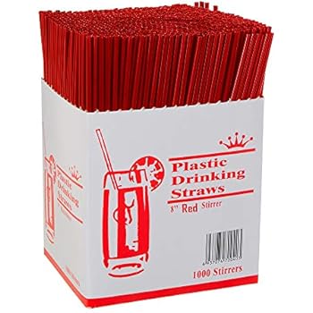 Amazon.com: Plastic Coffee Stirrers Red Straws - by Plastible Cocktail ...
