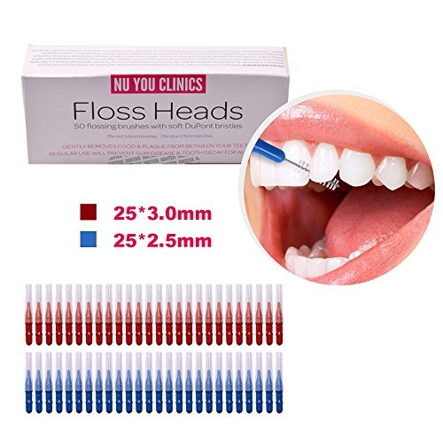 Interdental Brush,Hismith 50 Count Toothpick Tooth Flossing Head Oral ...