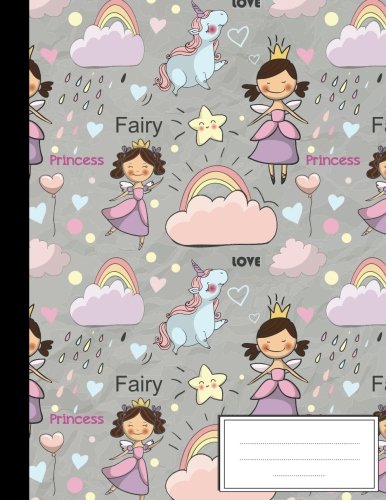 Amazon.com: Cute Fairy Tale Princess with Unicorn: Composition Notebook ...