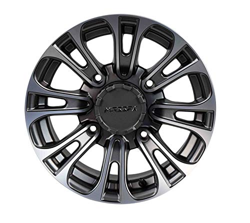 14 inch MASSFX QUAKE 14x7 4/156 ATV UTV Rims Gun Metal Grey Finish RZR ...
