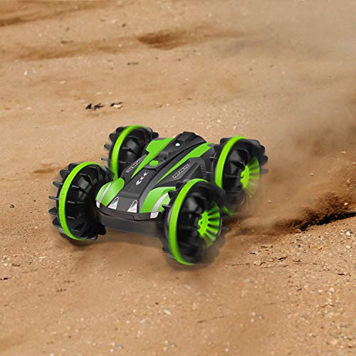 YEZI Amphibious RC Stunt Car for Kids 2.4 GHz 4WD Remote Control Boat Waterproof RC Monster ...