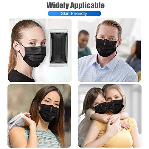 Black Disposable Face Mask, Individually Wrapped Black Face Masks 50Pcs ...