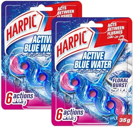 Harpic Active Blue Water Floral Burst Toilet Cleaner Rim Block, Toilet ...