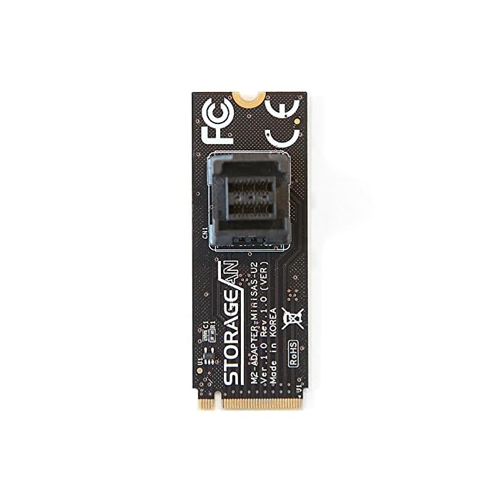 STORAGEAN M.2 Adapter Card (Vertical) - M.2 Socket Mini-SAS HD to U.2 ...
