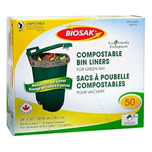 Biosak Compostable Green Bin Liners, 60.96 cm × 76.2 cm (24 in × 30 in ...