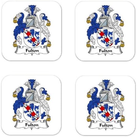 Fulton Family Crest Square Coasters Coat of Arms Coasters - Set of 4 ...