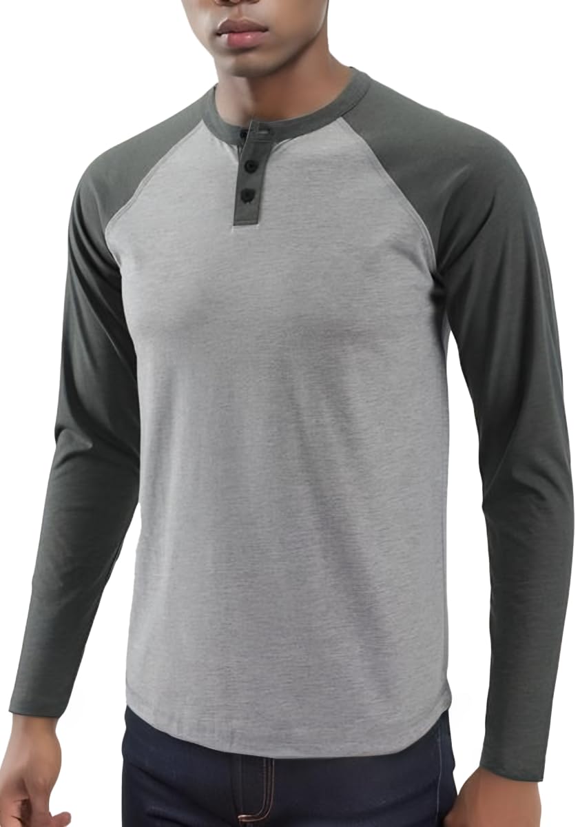 HARBETH Men's Casual Retro Vintage Slim Fit Long Sleeve Active Sports ...