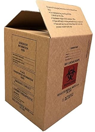 Medical Waste Disposal Containers - 3 Corrugated Boxes with Red ...