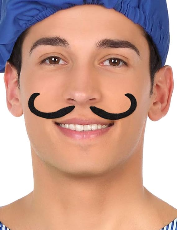 Mens Black French Moustache Facial Hair International Carnival Novelty ...