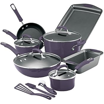 Amazon.com: Rachael Ray Purple Cookware Set Pots Pans 14 Pieces ...