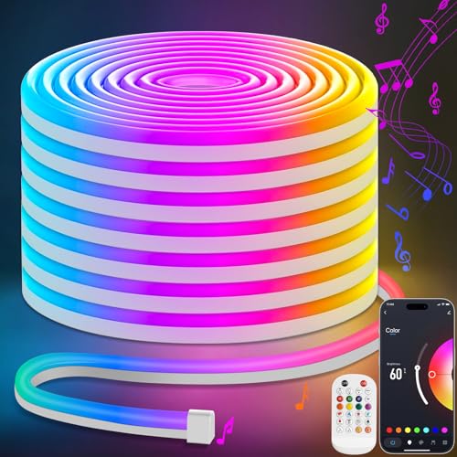 Lamomo LED Strip Lights, 32.8Ft RGB Neon Led Rope Lights, DIY Flexible ...