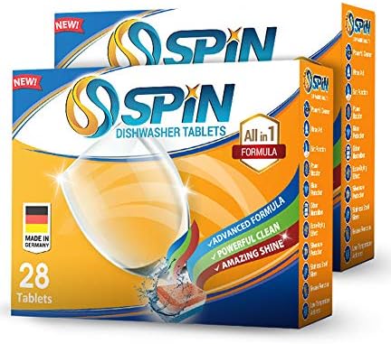 SPIN Dishwasher Detergent Tablets, Bundle of 2 Packs - 56 Tablets, All ...