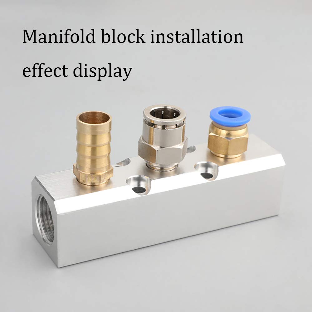 4 Way Pneumatic Manifold Air Distribution Block, G1/2 Supply Port, G1/4 ...