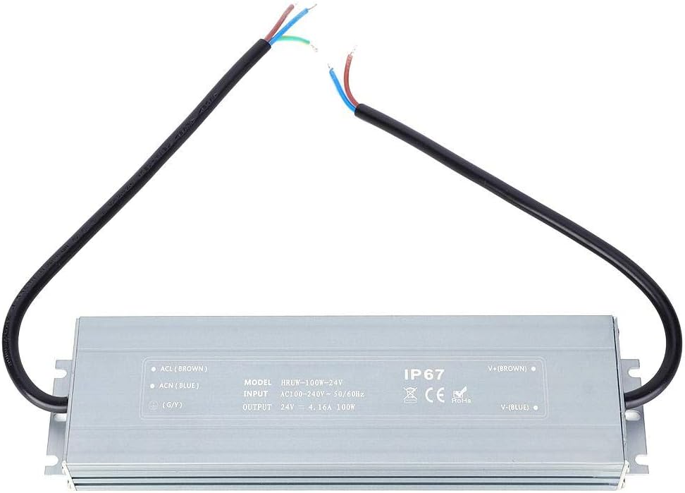 LED Driver Transformer 100W Power Supply Waterproof IP67 Adapter 100-240VAC to 24V DC Low ...