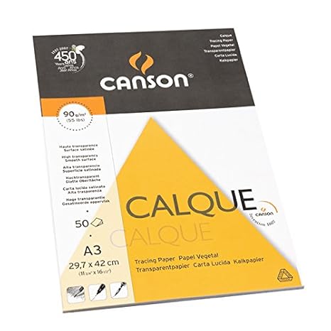 Canson Tracing Paper 90gsm A3 pad Including 50 Sheets - Satin Finish ...