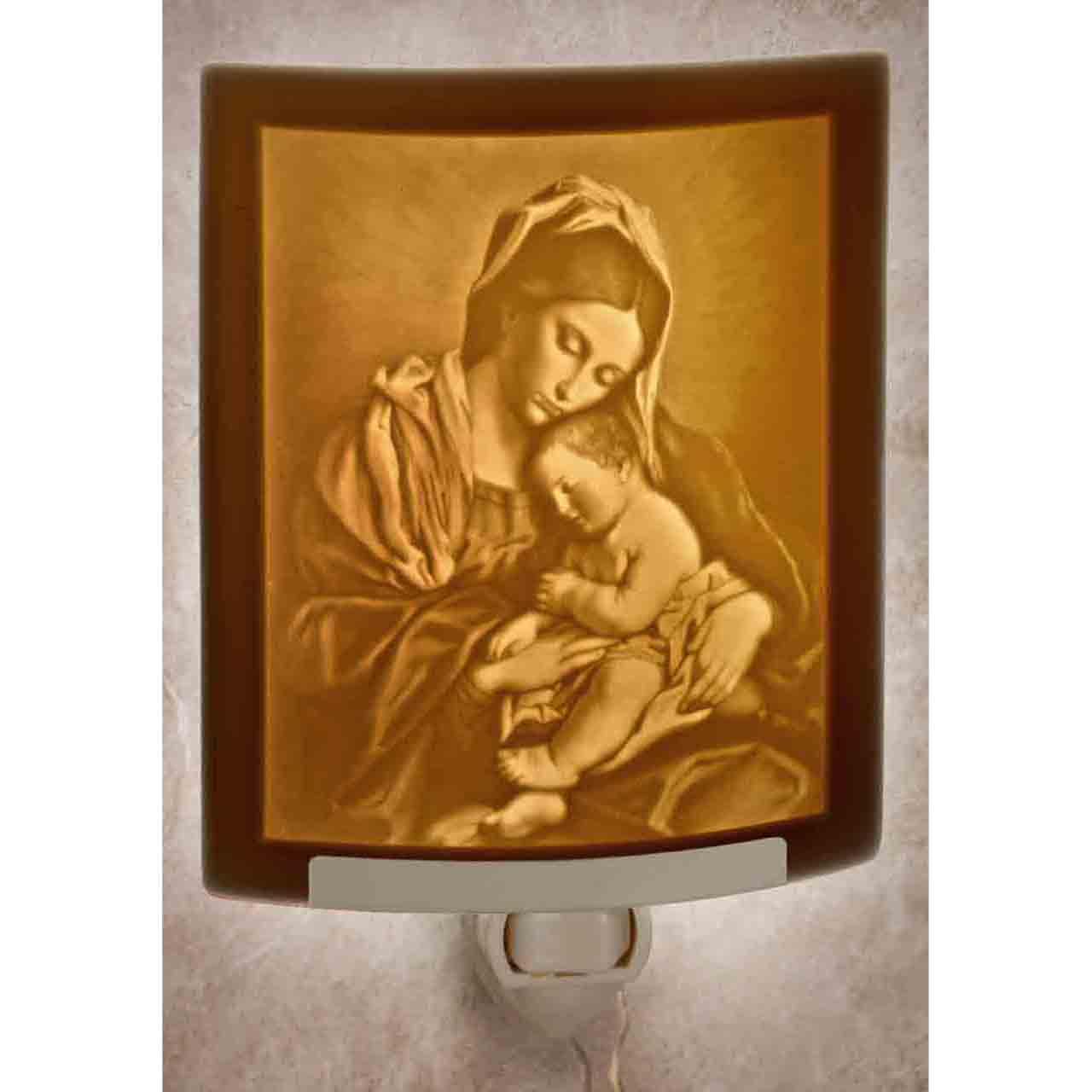 The Porcelain Garden Madonna & Child Night Light-Mother Mary Porcelain ...