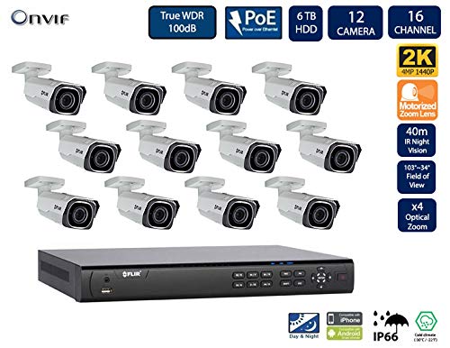 Buy FLIR PoE Home Security Camera System with 2HDD Bays 16Ch 6TB NVR ...