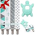 Amazon.com : Liname Neutral Pacifier Clip with Teething Toy - 4 Pack ...