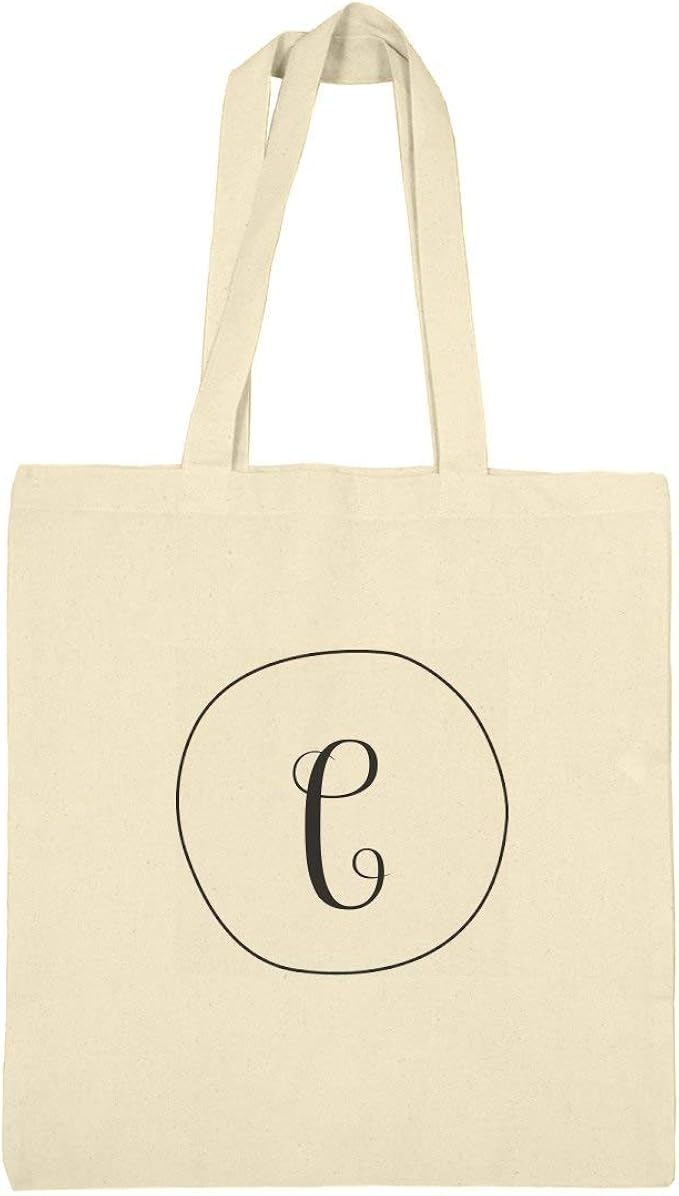 Amazon.com: Simple Monogram Initial C Bag: Canvas Bargain Tote Bag ...