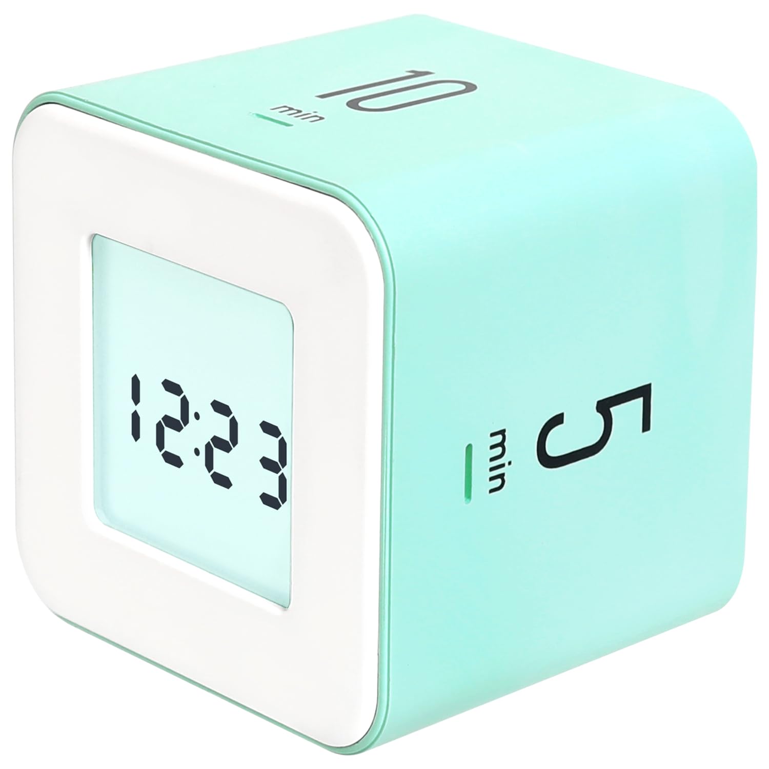 mooas Multi Cube Timer Clock (Mint) Rotating Flip Gravity Sensor Time Management Digital LED ...