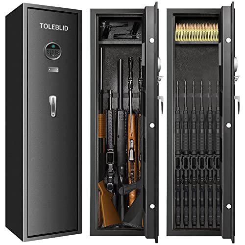 [2024 NEW] 7-8 Fireproof Biometric Gun Safes for Home Rifle and Pistols, Heavy Duty Anti-Theft ...
