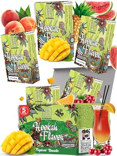 Tropical Hookah Flavors Set - 5 x 50g Non Tobacco Hookah Flavor for ...