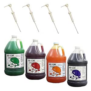Amazon.com : Snow Cone Syrup Gallons W/Pumps (Cherry-Orange-Lime-Grape ...