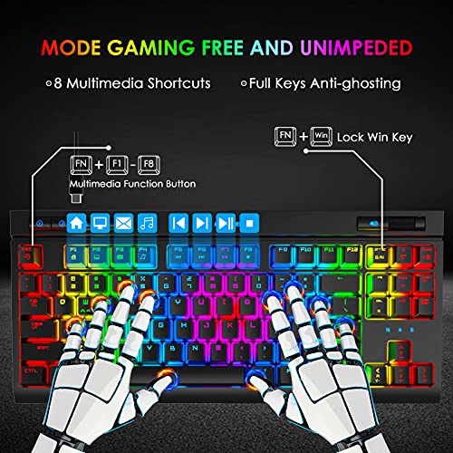Mechanical Keyboard and Mouse Combo Blue Switch 18 RGB 87 Keys Anti ...