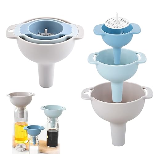 BLIGKO Kitchen Funnels, 4 in 1 Small/Medium/Large Funnel Set, Food ...
