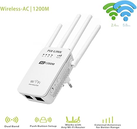 PIX-LINK AC1200 Dual Band WIFI Repeater/Router/Access Point Wireless ...