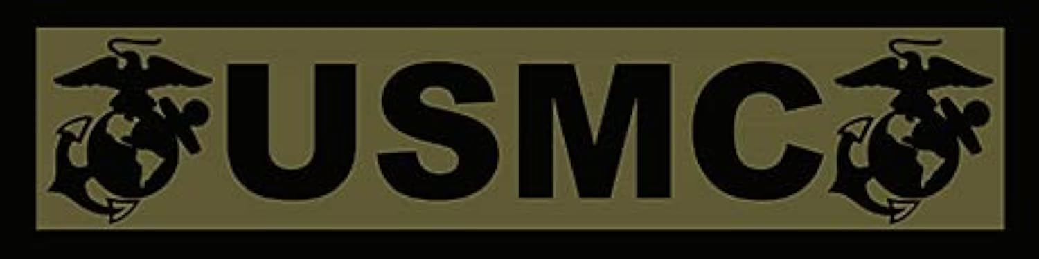 Green USMC Tab Shaped Sticker (USMC Vinyl Decal (1.5 x 6 inch ...
