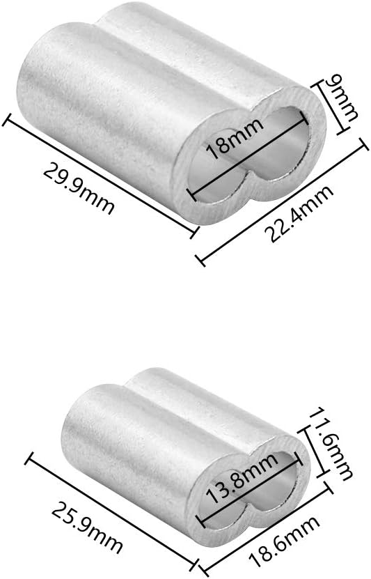 24 Pcs Wire Rope Ferrules M6 M8 Crimping Loop Sleeve Ferrule Assortment ...
