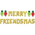Amazon.com: KUNGOON Merry Friendsmas Glittering Christmas Banner with ...