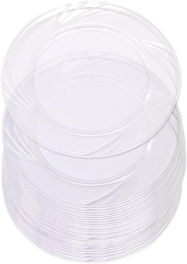 Amazon.com: 30 Clear Plastic 6 Inch Round Plates. Disposable Hard ...