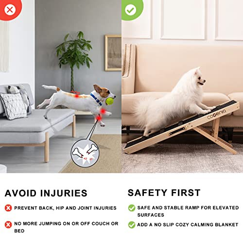 Cooenia Dog Ramp for Bed, Adjustable Pet Ramp for Couch, Folding ...