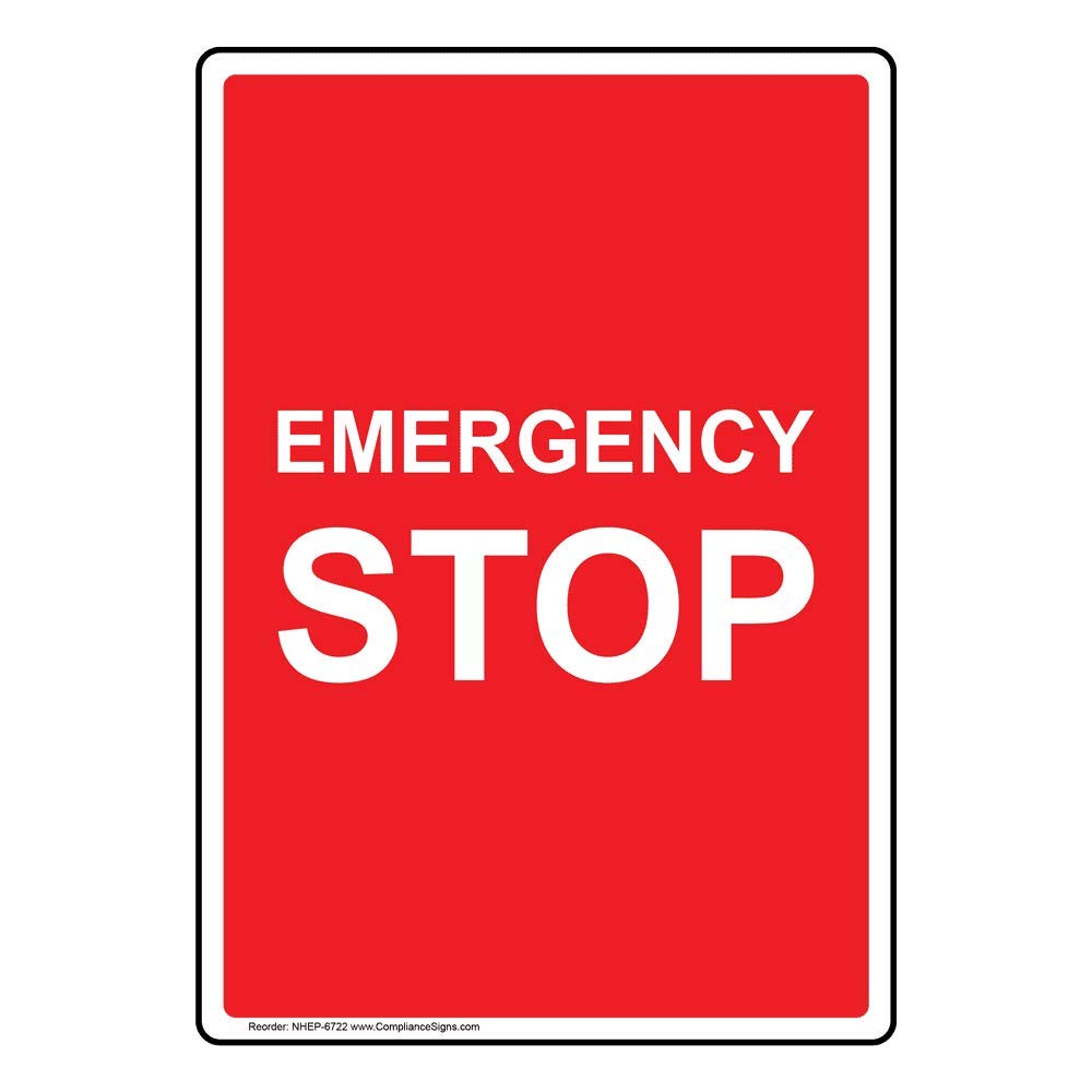 Emergency Stop Label Decal, 5x3.5 inch 4-Pack Vinyl for Machine Safety ...